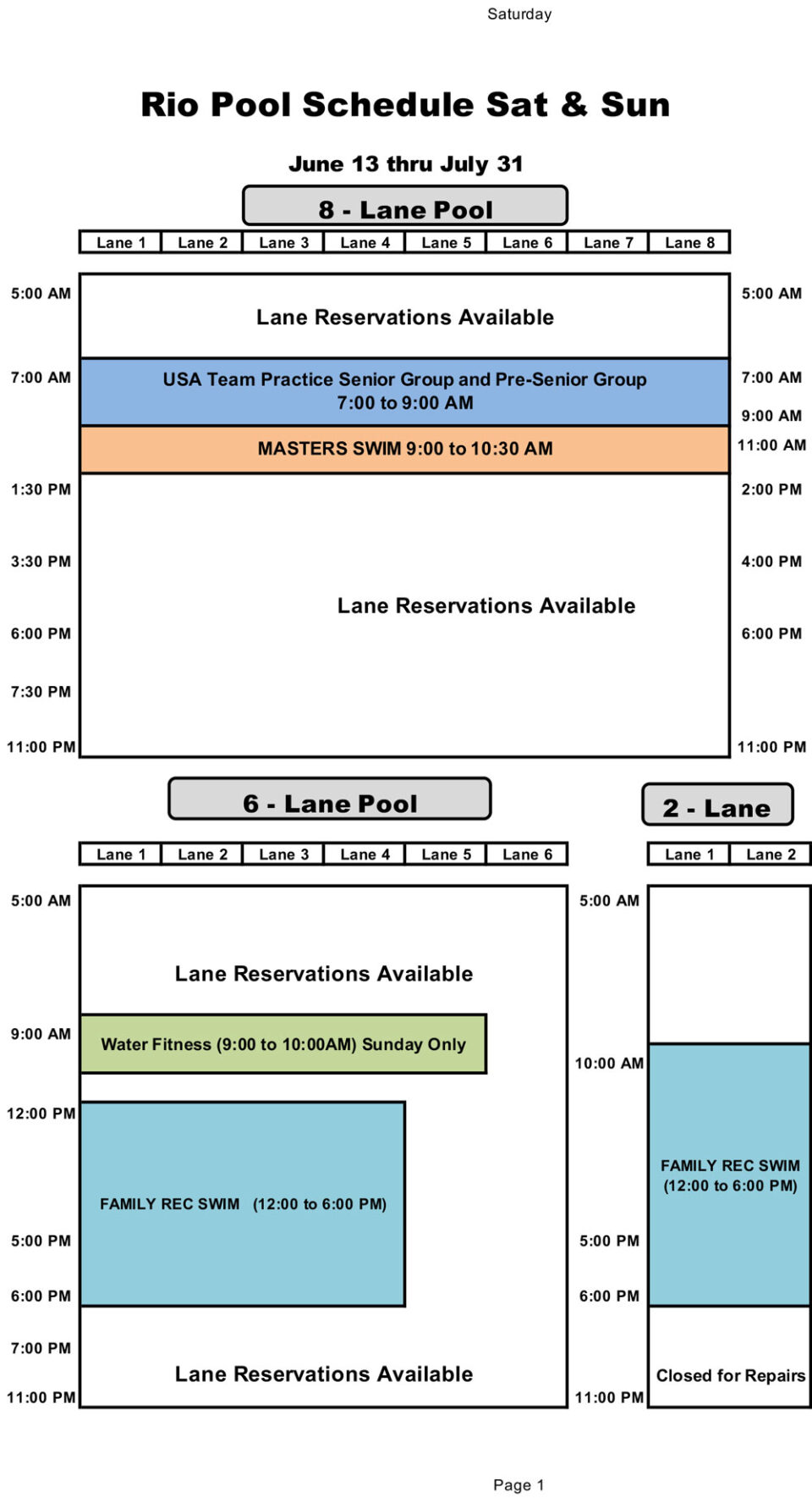 Rio Del Oro Pools Schedule | Greater Sacramento Region and Contra Costa County | Spare Time ...