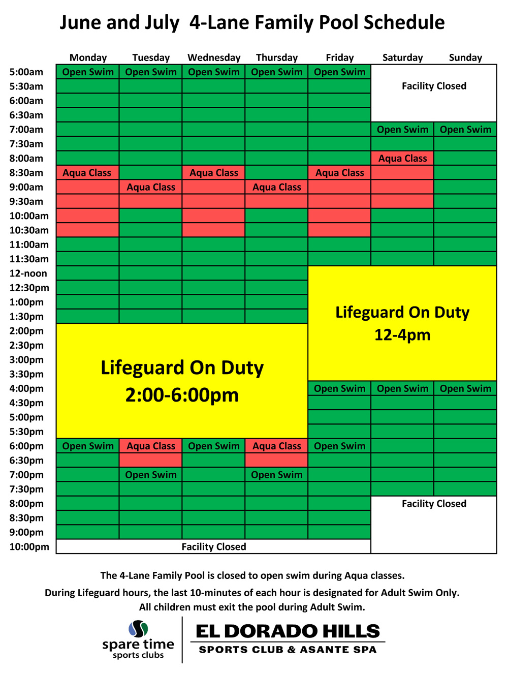 El Dorado Hills Class Schedule Pool | Greater Sacramento Region and ...