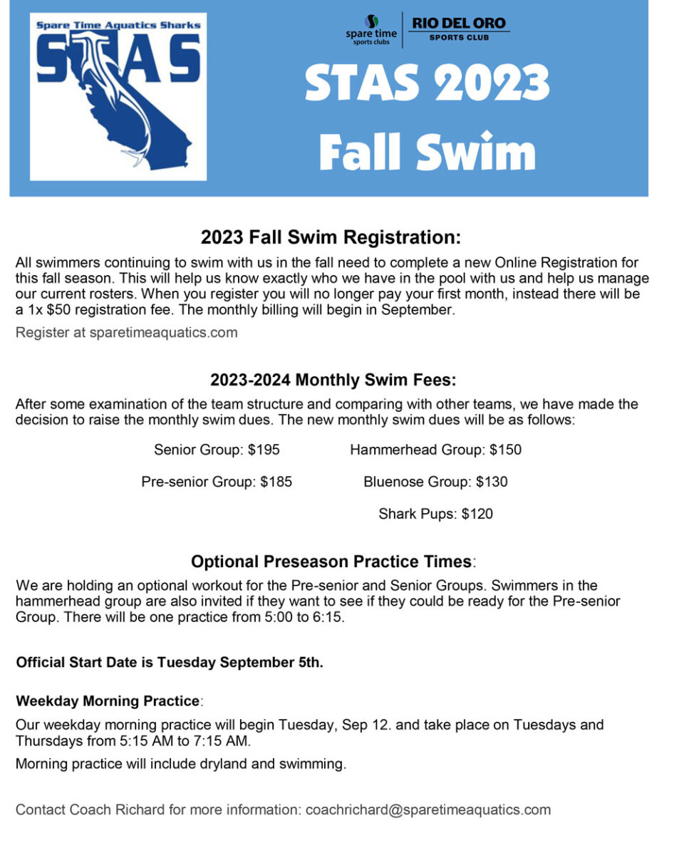 Rio Del Oro Swimming | Greater Sacramento Region and Contra Costa County | Spare Time Sports Clubs