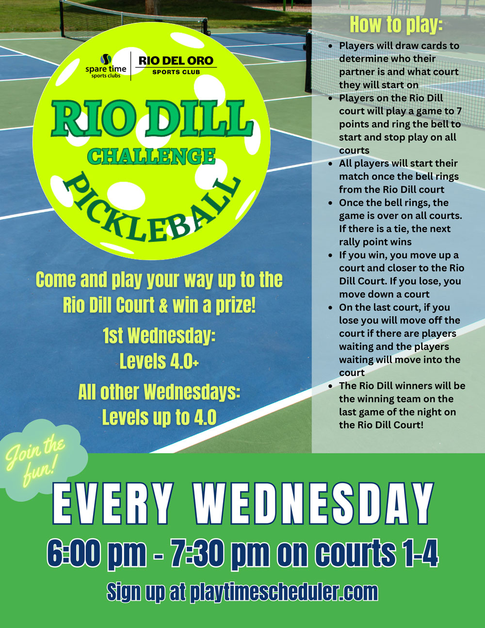 Rio Del Oro Pickleball | Greater Sacramento Region and Contra Costa County | Spare Time Sports Clubs
