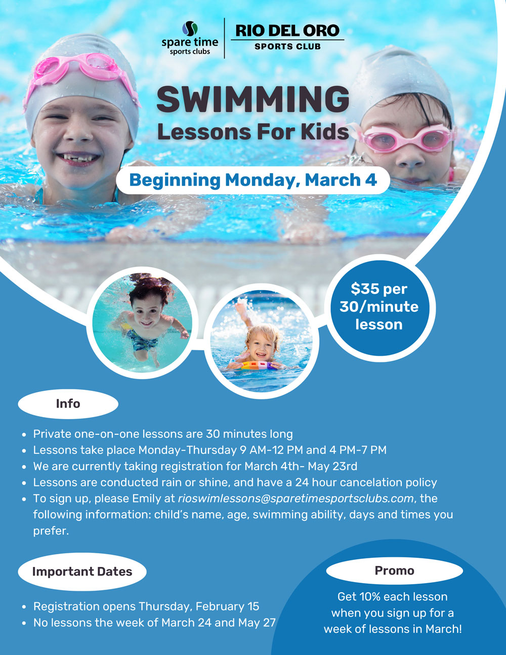 Rio Del Oro Swimming | Greater Sacramento Region and Contra Costa County | Spare Time Sports Clubs